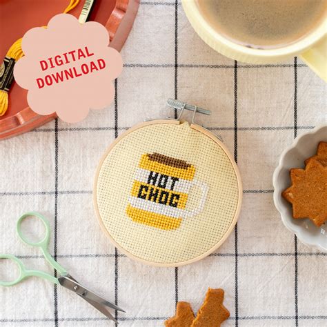 Hot Choc Mini Cross Stitch Pdf Pattern Instant Download Cotton Clara