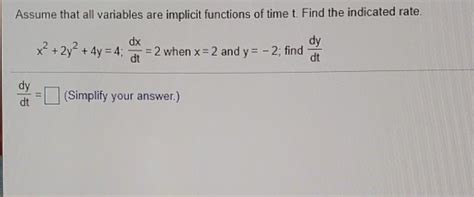 Solved Assume That All Variables Are Implicit Functions Of