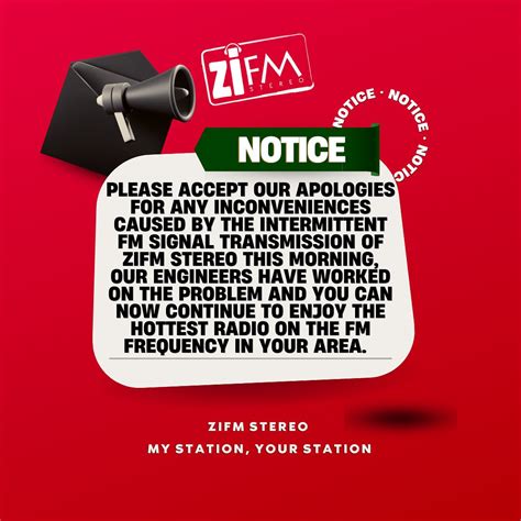 Apologies For The Intermittent FM Signal Issues On ZiFM Stereo Earlier Our Engineers Have