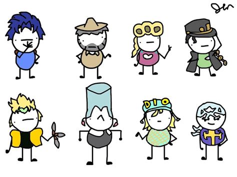 I Drew A Few Jojo Characters In My Simplistic Derpy Art Style Enjoy Stardustcrusaders