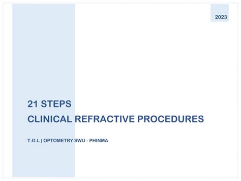 21 Steps With Preliminary Tests Optometry Pdf