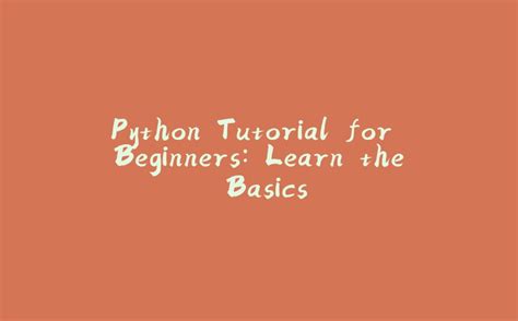 Python Tutorial for Beginners Learn the Basics 拾光赋