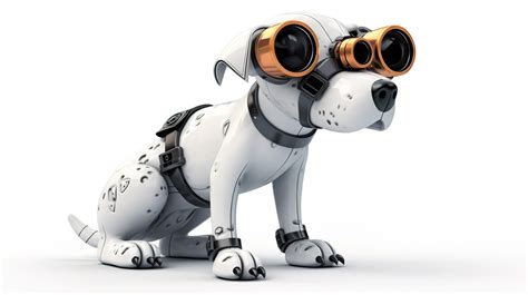 헤비메탈 기어를 쓴 달마시안 3d 그림 흰색 배경에 쌍안경으로 3d 렌더링 개 로봇 고화질 사진 사진 배경 일러스트 및 사진 무료 다운로드 Pngtree