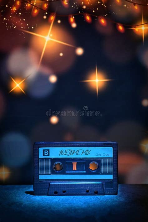 Cassette Tape With Awesome Mix Music On Stage Stock Photo Image Of
