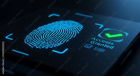 Successful Biometric Fingerprint Authentication On Futuristic Digital Interface Glowing Blue
