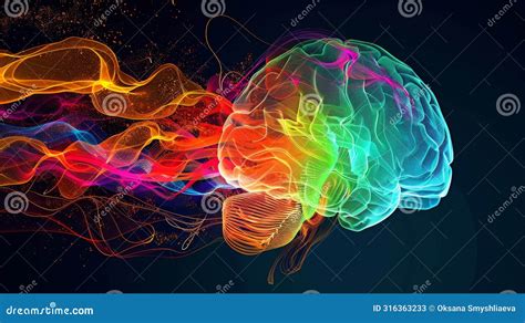 Vibrant Digital Brain Illustration With Neural Network Patterns Stock Image Image Of