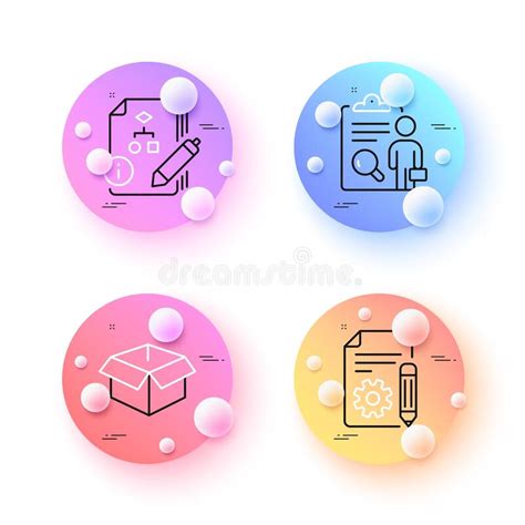 Documentation Inspect And Opened Box Minimal Line Icons For Web Application Printing Vector