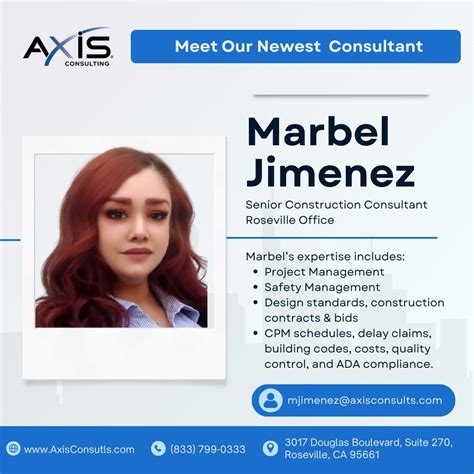 Welcome Marbel Jimenez Marbel Is A Senior Construction Consultant Working From Our Roseville