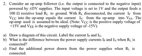 SOLVED Consider An Op Follower I E The Output Is Connected To The Negative Input Powered