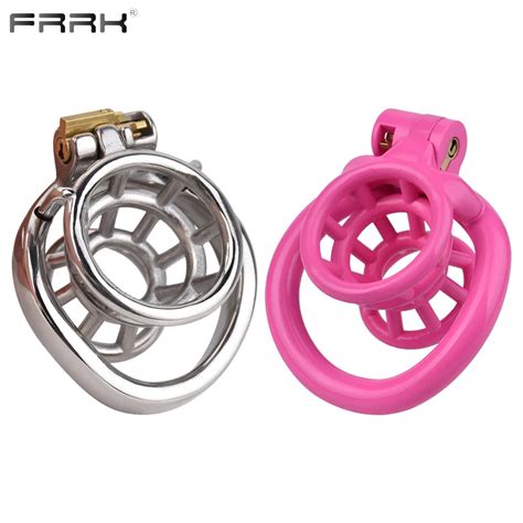 FRRK Hollow Streamline Male Chastity Cage For Men Stainless Steel Chastity Belt Cock Lock Penis