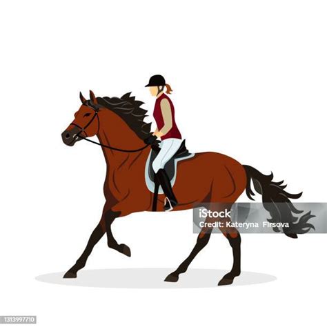 말에 여자 라이더와 말 말에 기수 승마 승마 스포츠 격리된 벡터 일러스트레이션 말 기수에 대한 스톡 벡터 아트 및 기타 이미지