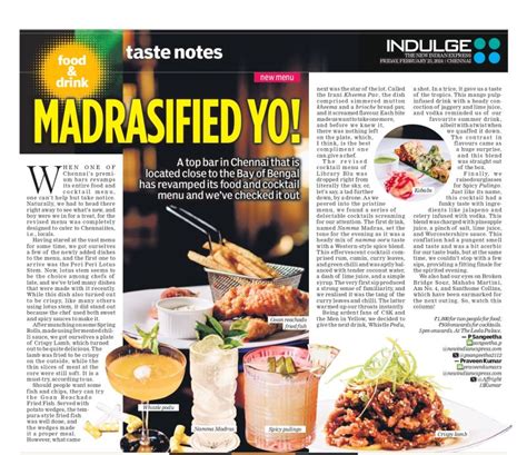 Sangeetha P On Linkedin First Food Review For Indulge Express The New