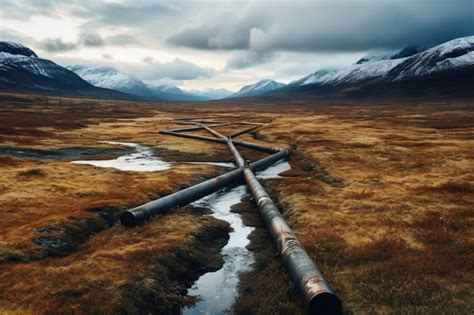 Premium Ai Image Oil Pipelines Through An Remote Terrain Generative Ai