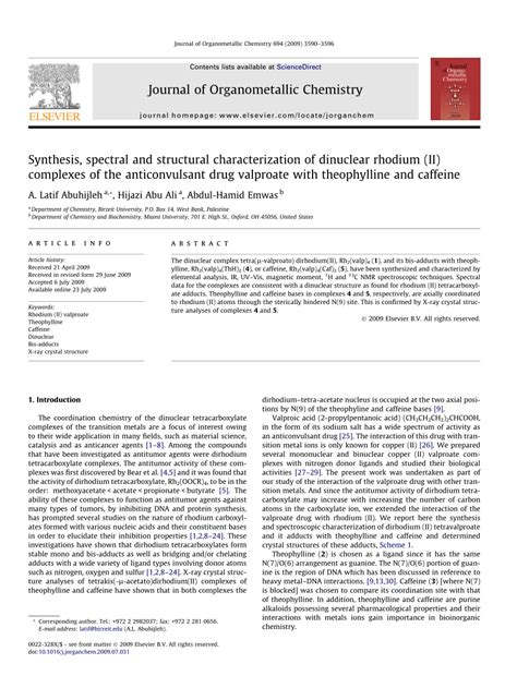 Pdf Synthesis Spectral And Structural Characterization Of Dinuclear Rhodium Ii Complexes Of