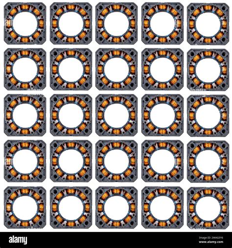 Stepper Motor Stator Pattern Disassembled On White Background Stock