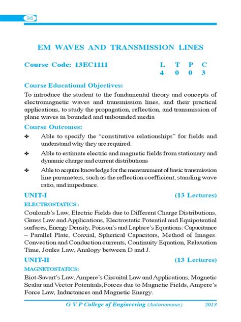Em Waves And Transmission Lines Pdf Magnetic Field Transmission Line