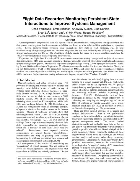 Pdf Flight Data Recorder Always On Tracing And Scalable Analysis Of Persistent State