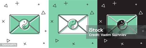 흰색과 녹색 검은 색 배경에 고립 된 음과 봉투 아이콘을 설정합니다 조화와 균형의 상징 벡터 일러스트레이션 0명에 대한 스톡 벡터 아트 및 기타 이미지 Istock