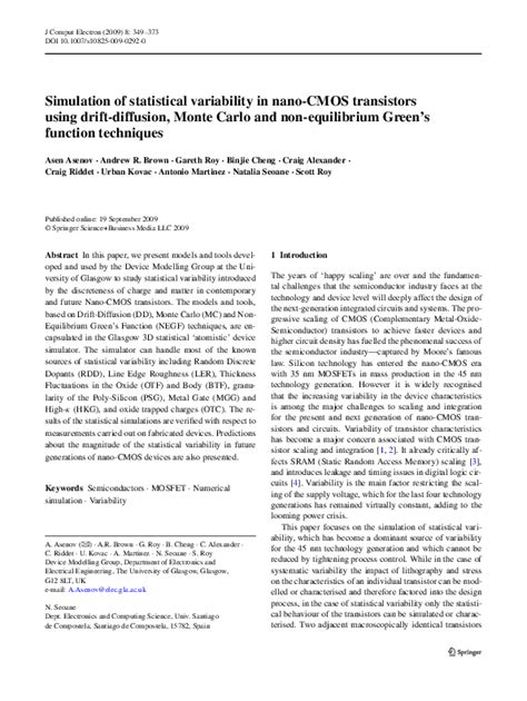 pdf simulation of statistical variability in nano mosfets