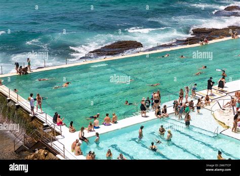 Bondi Beach Icebergs Club And Public Outdoor Swimming Pool On Summers