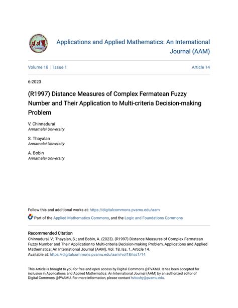 Pdf R1997 Distance Measures Of Complex Fermatean Fuzzy Number And