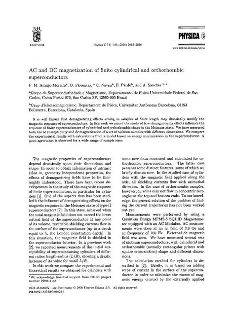 Pdf Ac And Dc Magnetization Of Finite Cylindrical And Orthorhombic