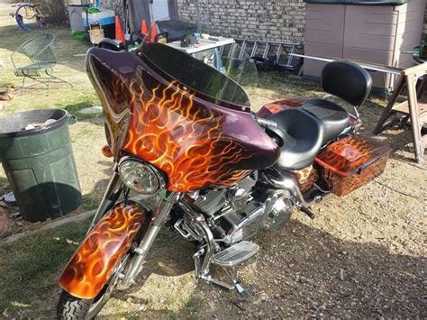 Flames Motorcycle Street Glide Bagger Harley Davidson Mopeds