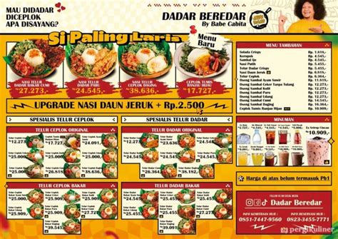 Daftar Menu Dadar Beredar By Babe Cabita