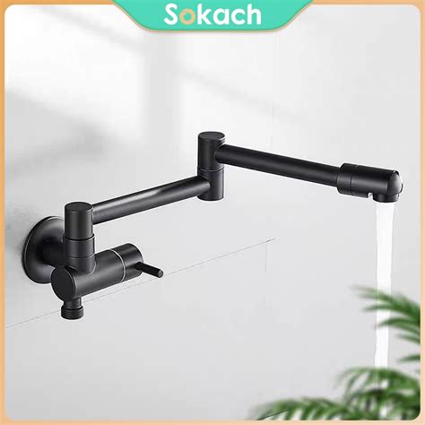 Jual ⭐codready⭐kran Dinding Foldable Hitam Brass 360 Rotation Kran Air Wastafel Keran Wastafel