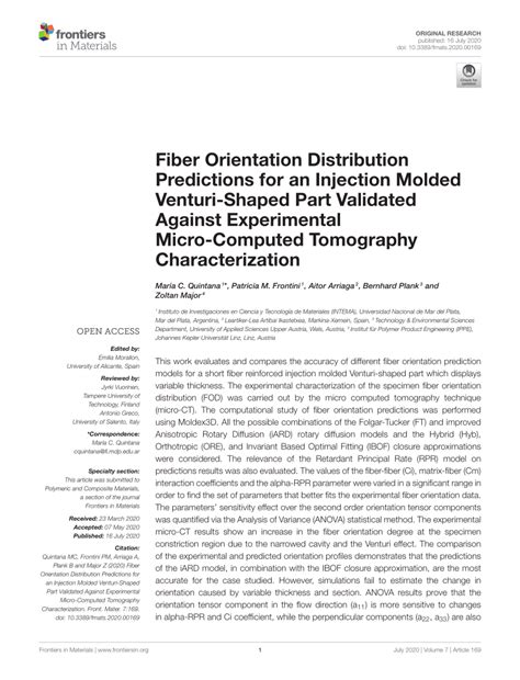 Pdf Fiber Orientation Distribution Predictions For An Injection
