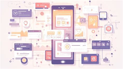 Abstract Representation Of Mobile Application Interface And Design Process Stock Illustration