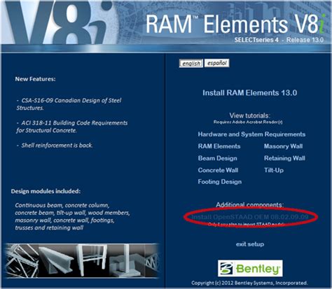 RAM STAAD ADINA Ram Elements Install Bentley OpenSTAAD OEM Error Communities