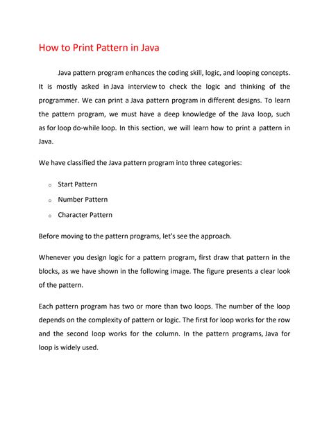 Solution How To Print Pattern In Java Studypool