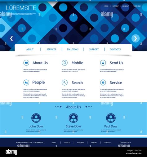 website template with blue abstract header design stock vector image
