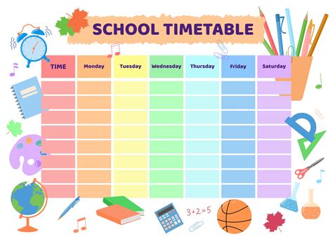 Free Vector School Timetable Design