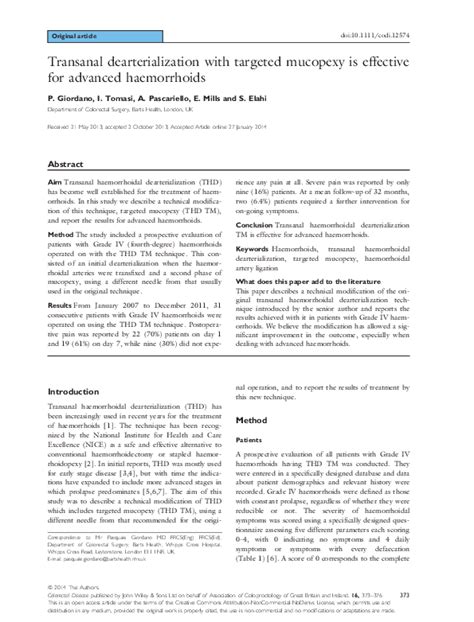 Pdf Transanal Dearterialization With Targeted Mucopexy Is Effective