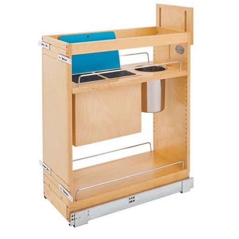 REV A SHELF 9 Base Cabinet Organizer With Knife Block Natural Maple Rev A Shelf 448KB BCSC 9C