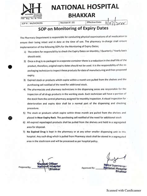 Sop On Expiry Dates Pdf