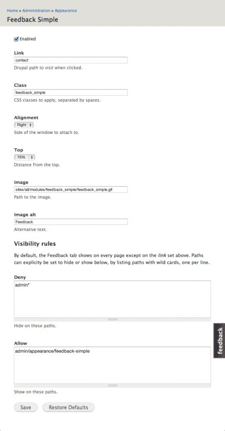 Feedback Simple