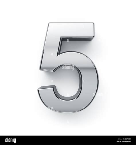 3d Render Of Metallic Digit Five Symbol 5 Isolated On White