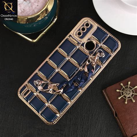 Tecno Spark 6 Go Cover Blue 3d Electroplating Square Grid Design S Ordernation