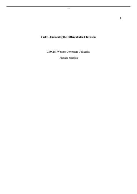 Wgu D187 Task 1 Insights On Differentiated Instruction In Classrooms With Complete Solutions