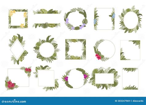 Tree Green Border Botanical Blossom Trees Ornament Cartoon Leaves Branch Green Nature Plants