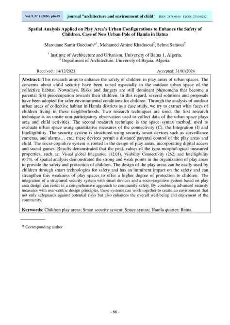 Pdf Spatial Analysis Applied On Play Areas Urban Configurations To