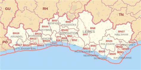 The Post Code Areas Of Sussex Creative Commons Bn Postcode Area Map By