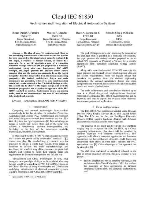 Pdf Cloud Iec 61850 Architecture And Integration Of Electrical Automation Systems