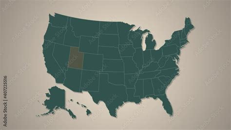 Us Utah State Border 2d Visualization Modern Map Outline Travel Stock