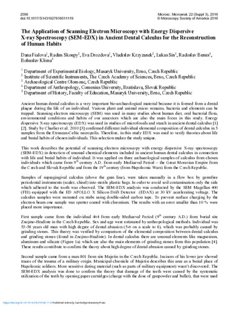 Pdf The Application Of Scanning Electron Microscopy With Energy Dispersive X Ray Spectroscopy