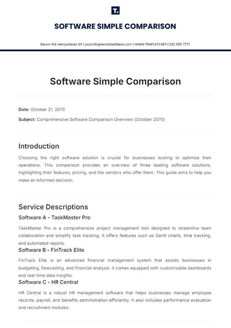 Free Software Simple Comparison Template To Edit Online