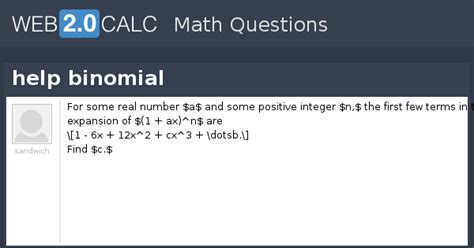 View Question Help Binomial